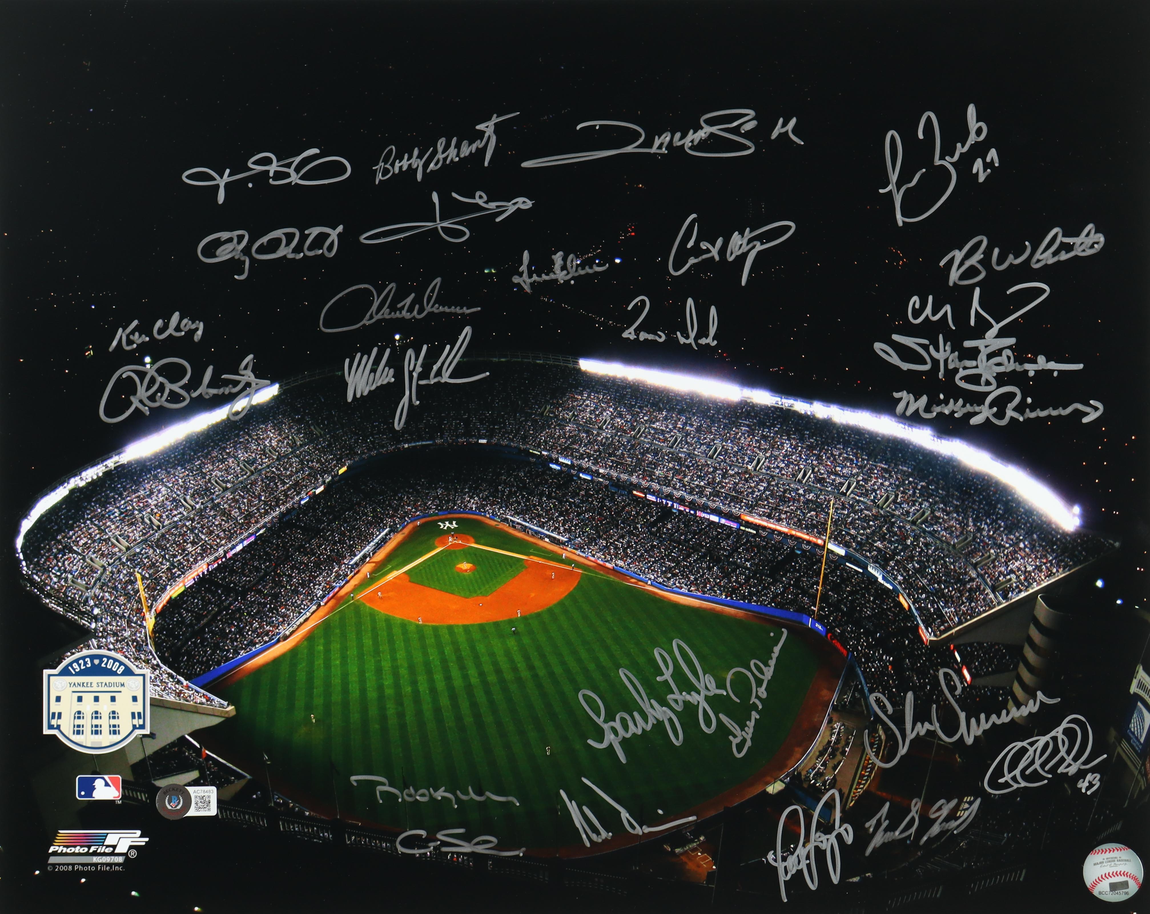 Yankees Greats 16x20 Photo Signed by (26) with Bobby Shantz, Luis Sojo, Freddy Garcia, Chili ...