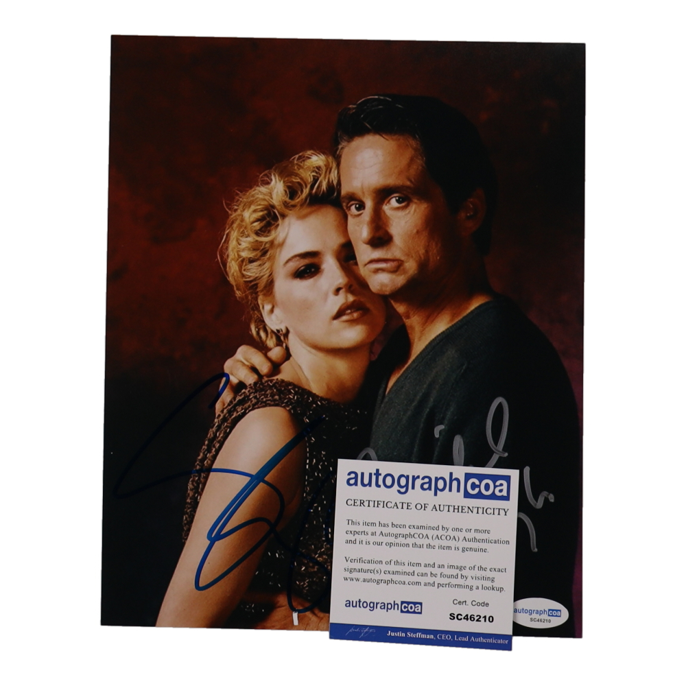 Michael Douglas & Sharon Stone Signed 8x10 Photo (ACOA) | Pristine Auction