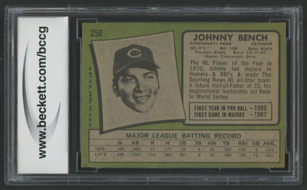 Johnny Bench 1971 Topps #250 (BCCG 8) | Pristine Auction