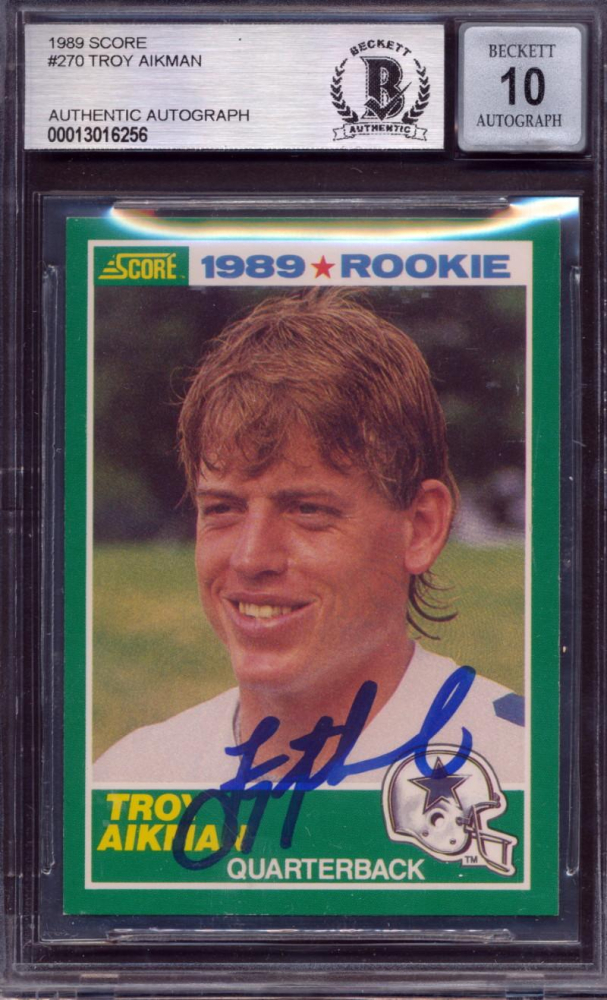 Troy Aikman Signed 1989 Score #270 RC (BGS | Autograph Graded 10) | Pristine Auction