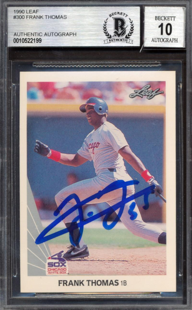 Frank Thomas Signed 1990 Leaf #300 RC (BGS | Autograph Graded 10 ...