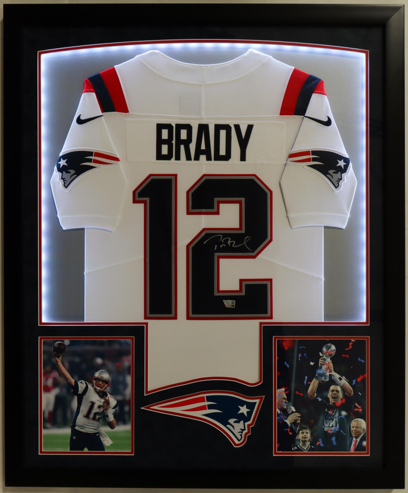Tom Brady Signed Patriots Custom Framed LED Backlit Nike Jersey Display ...
