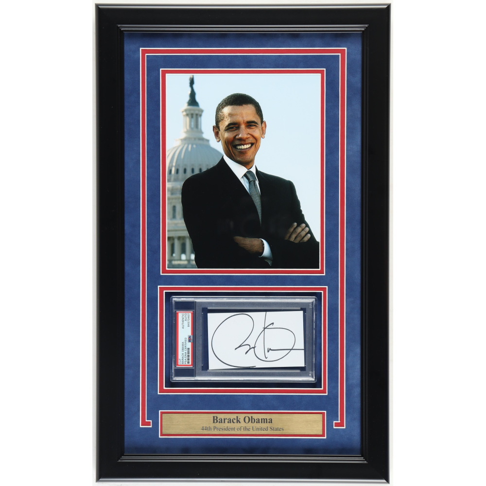 Barack Obama Signed Custom Framed Cut Display (PSA) | Pristine Auction