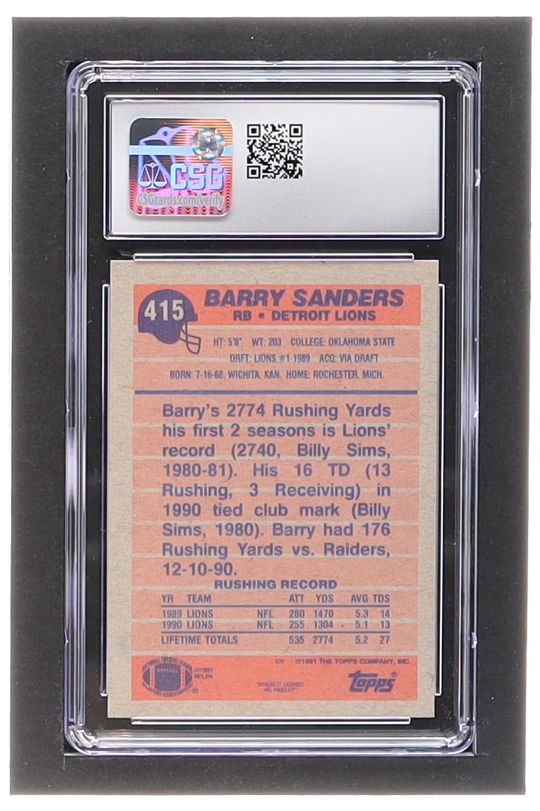 Barry Sanders 1991 Topps #415 (CSG 8.5) | Pristine Auction