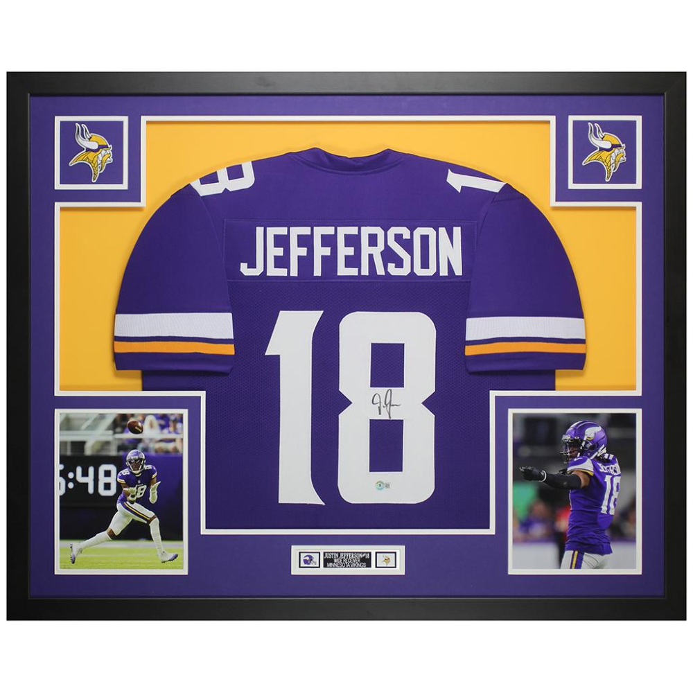 Justin Jefferson Signed Custom Framed Jersey (Beckett) | Pristine Auction