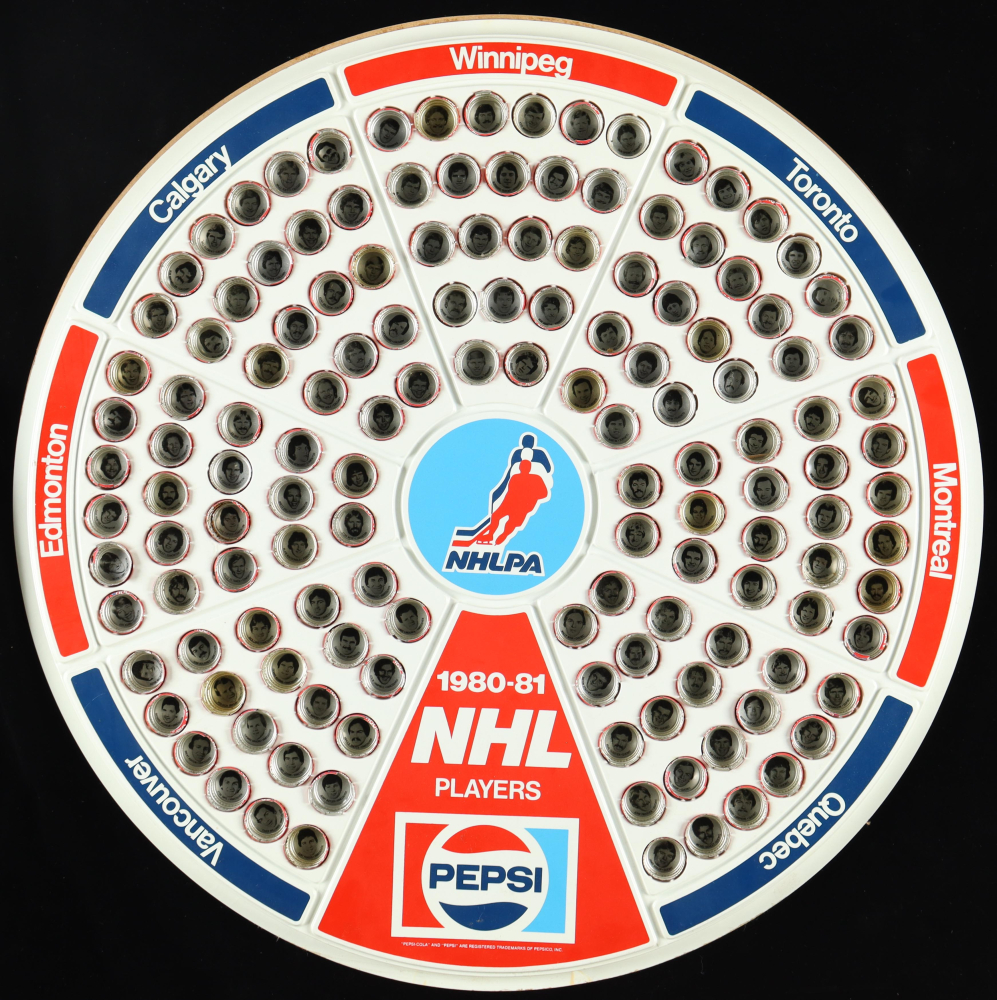 NHLPA 1980-81 Pepsi Hockey Caps Complete Set of 140 On Original Display ...