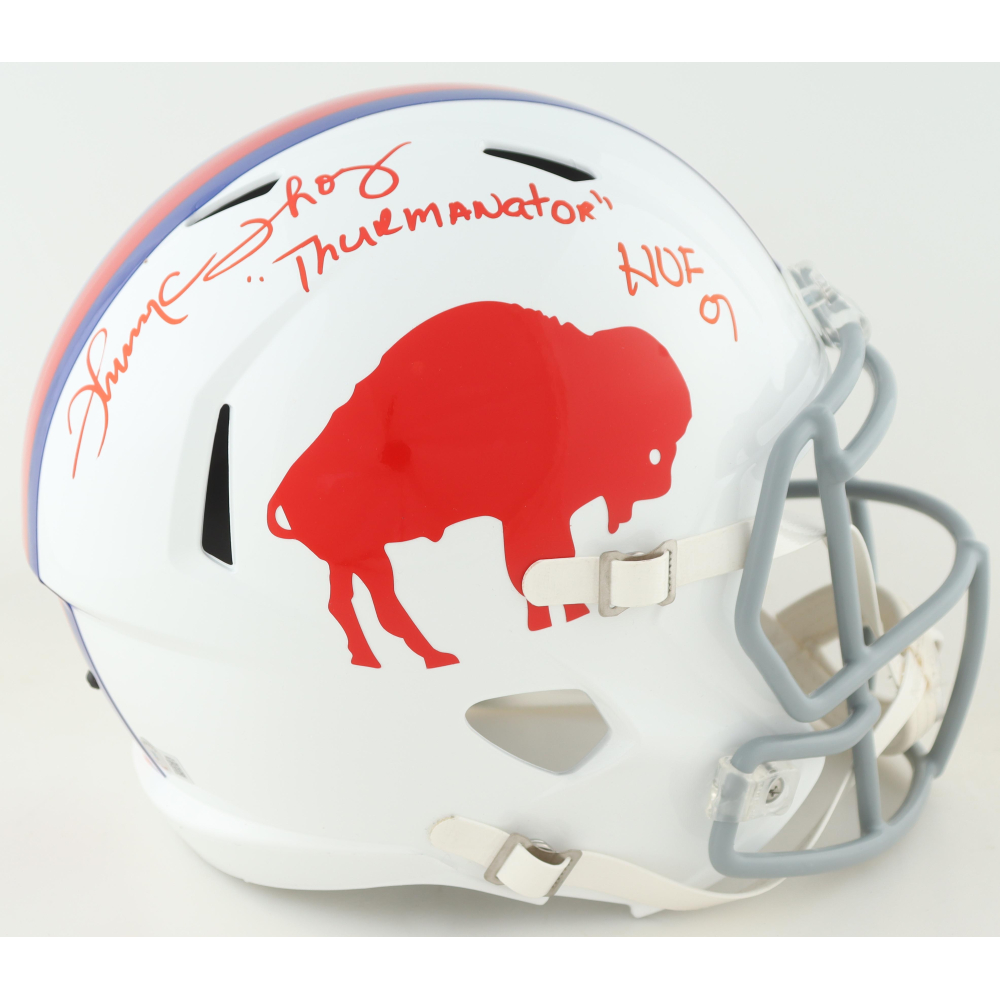 Thurman Thomas Signed Bills Full-Size Speed Helmet Inscribed ...
