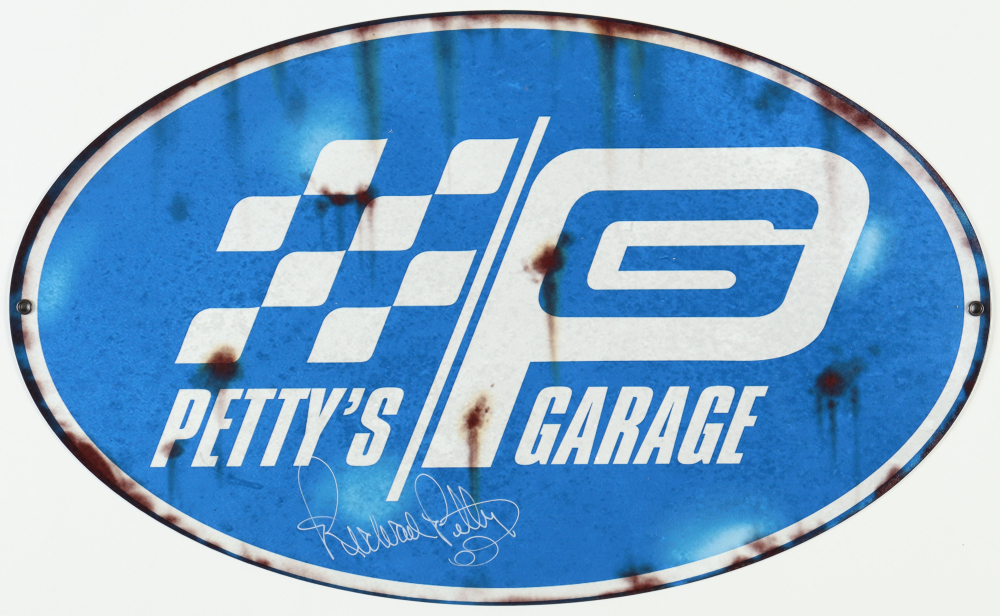 Richard Petty Signed 18" Oval Petty Garage Metal Sign (PA) | Pristine ...