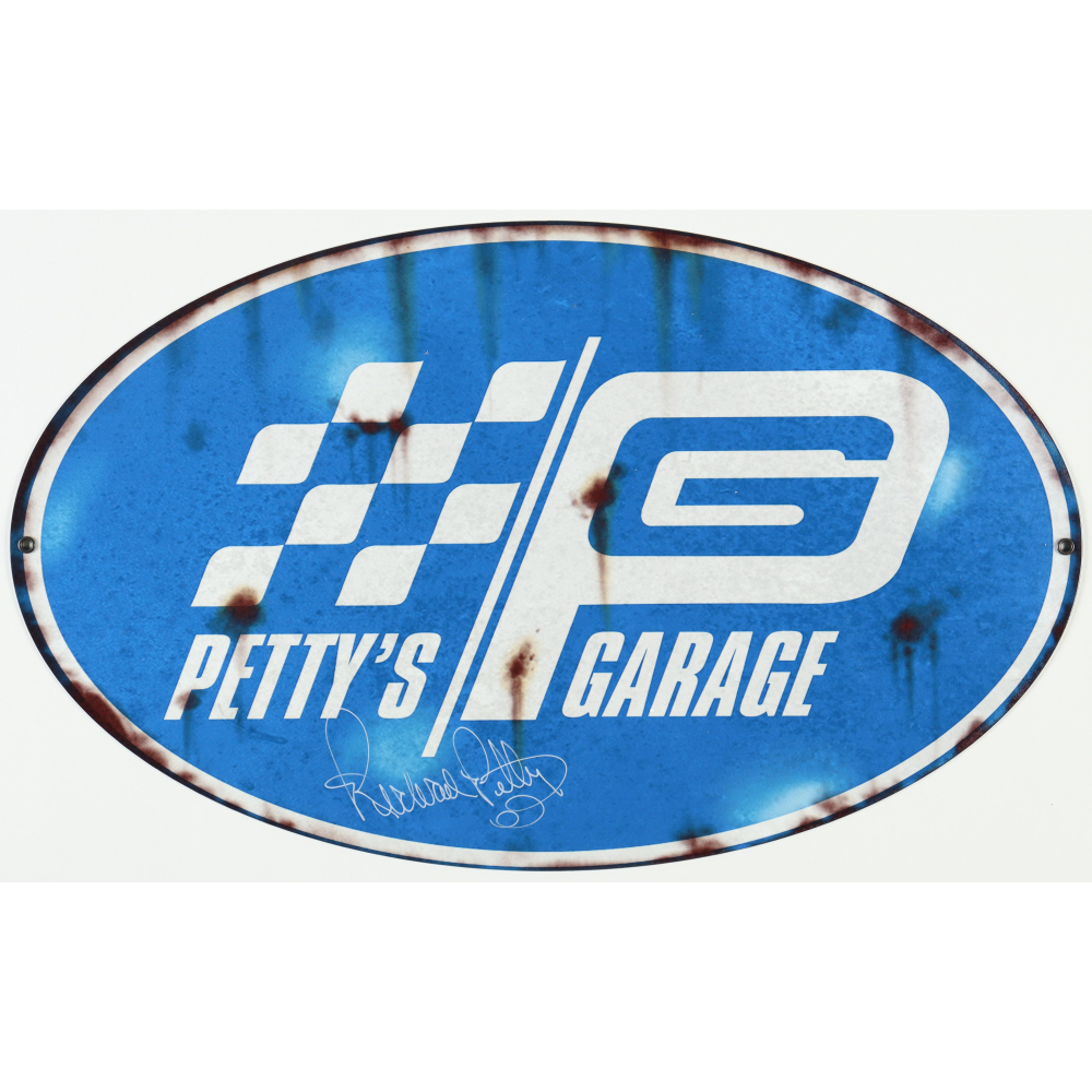 Richard Petty Signed 18" Oval Petty Garage Metal Sign (PA) | Pristine ...