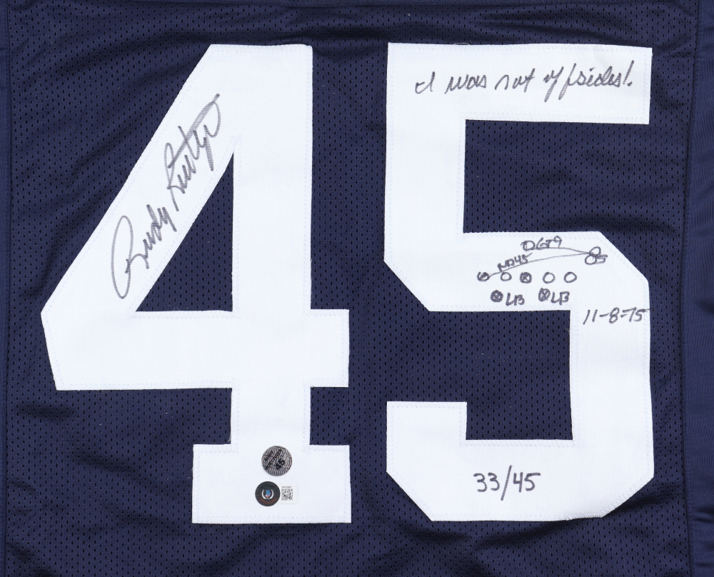 Rudy Ruettiger Signed Jersey With Multiple Inscriptions & Hand-Drawn ...