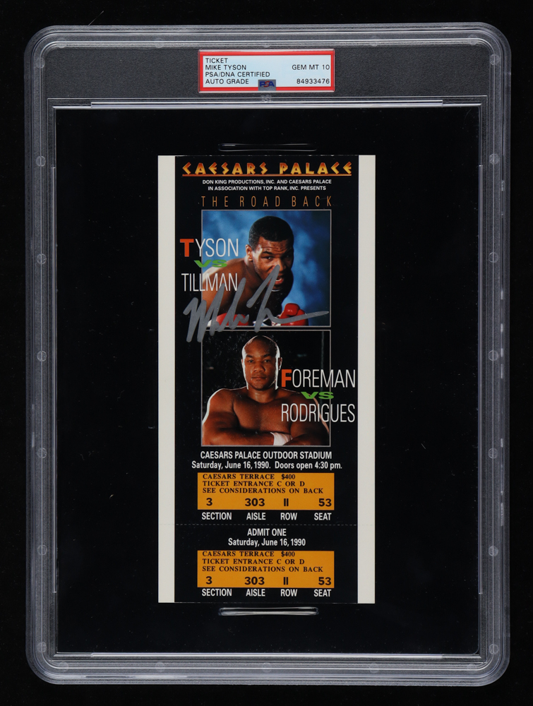 Mike Tyson Signed Original 1990 Caesars Palace Fight Ticket (PSA | Auto ...