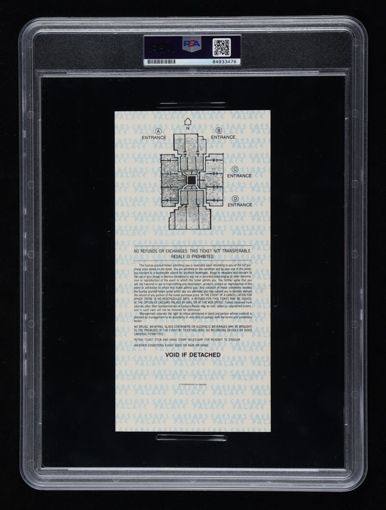 Mike Tyson Signed Original 1990 Caesars Palace Fight Ticket (PSA | Auto ...