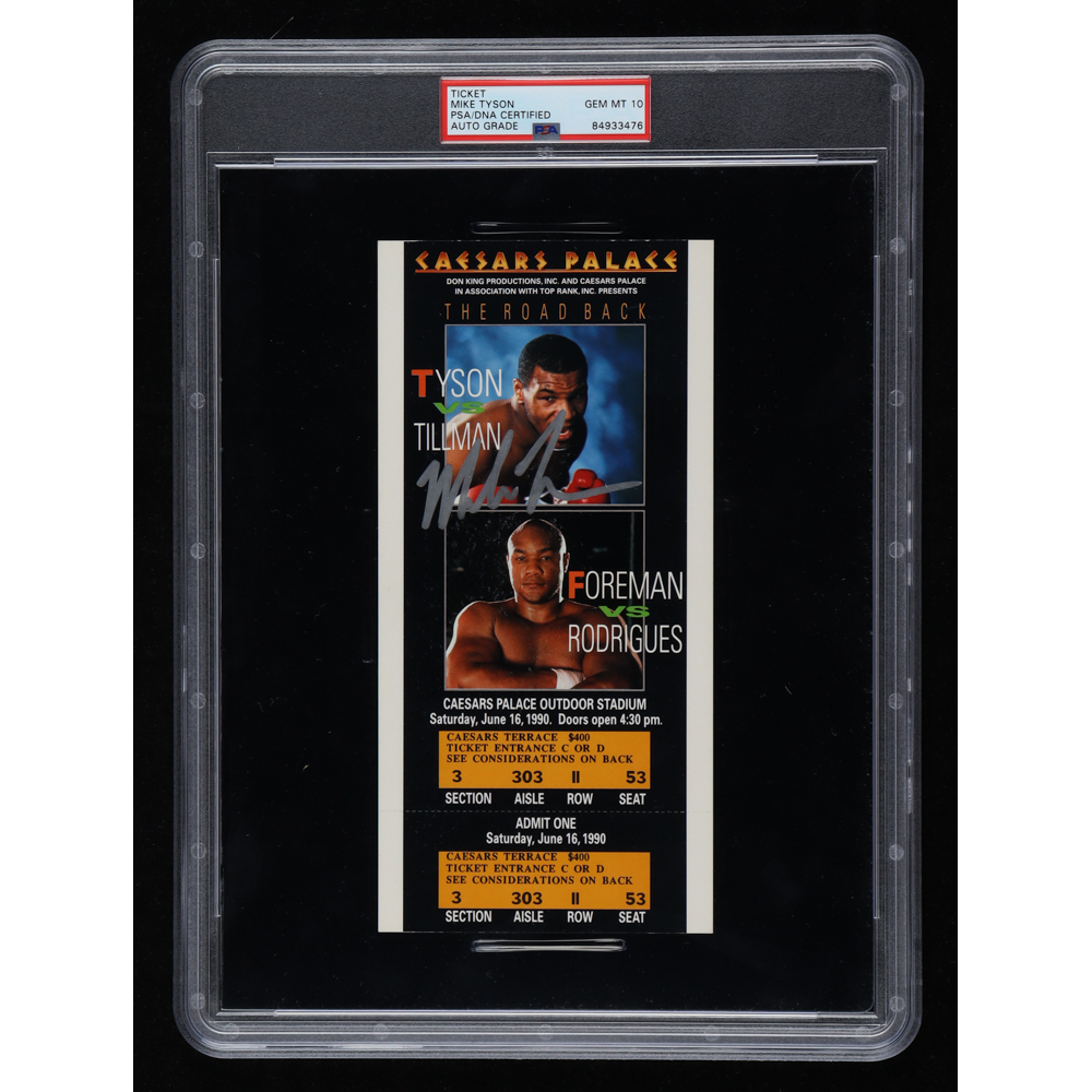 Mike Tyson Signed Original 1990 Caesars Palace Fight Ticket (PSA | Auto ...