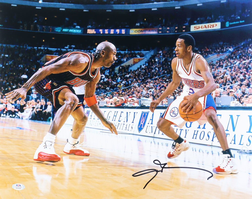Allen Iverson Signed 76ers 16x20 Photo (PSA) | Pristine Auction