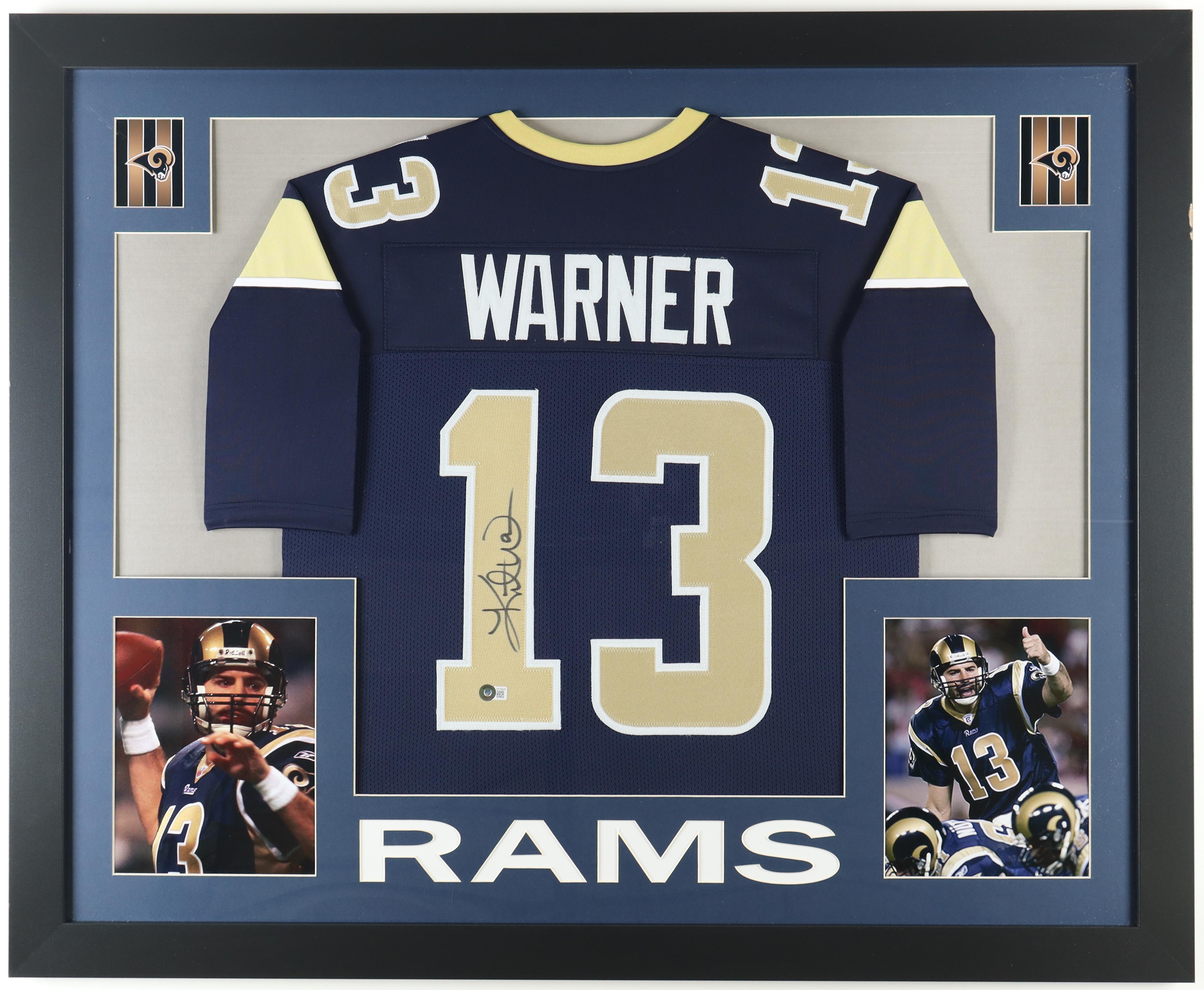 Kurt Warner Signed Custom Framed Jersey Display (Beckett) | Pristine ...