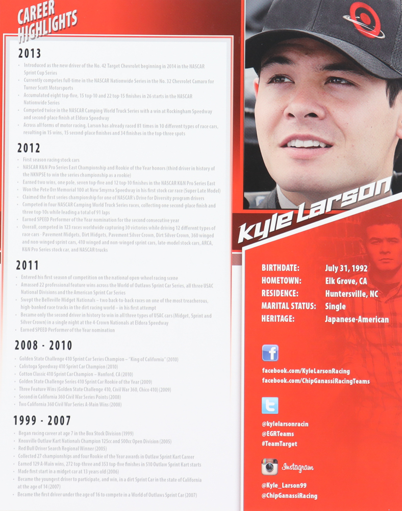 Kyle Larson Signed NASCAR 8x10 Photo (Beckett) | Pristine Auction