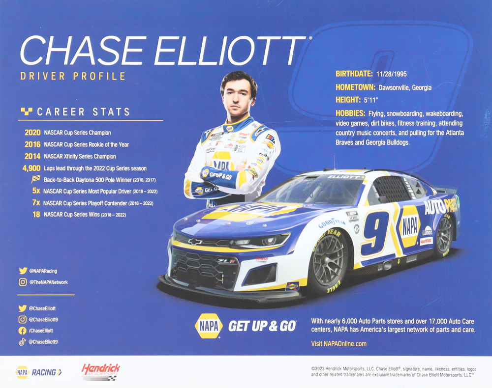 Chase Elliott Signed NASCAR 8x10 Photo (Beckett) | Pristine Auction