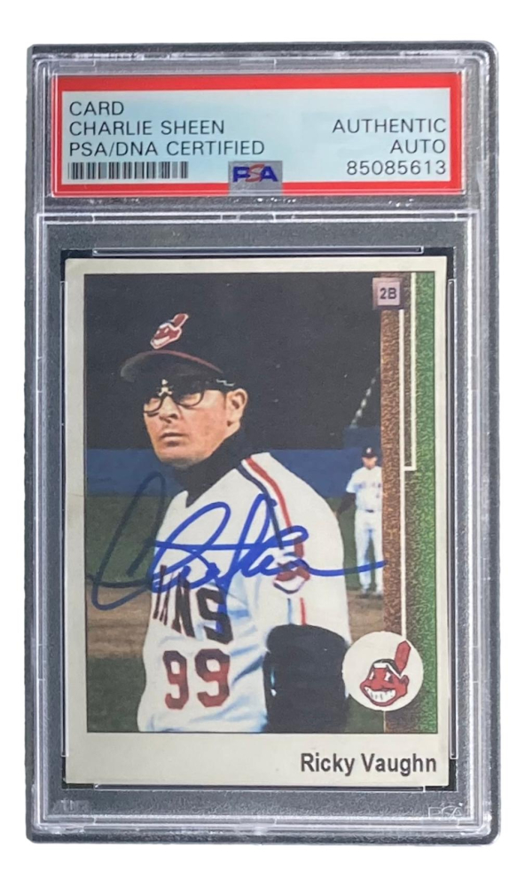 Charlie Sheen Signed "Major League" Custom Trading Card (PSA ...