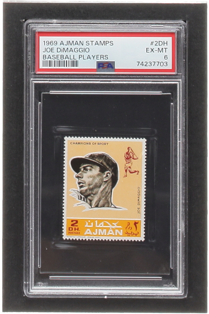 Joe DiMaggio 1969 Ajman Hall of Fame Stamps #1 (PSA 6) | Pristine Auction