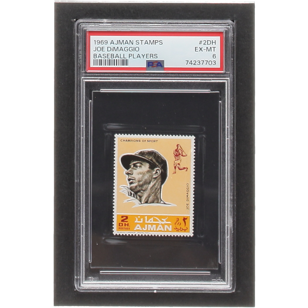 Joe DiMaggio 1969 Ajman Hall of Fame Stamps #1 (PSA 6) | Pristine Auction