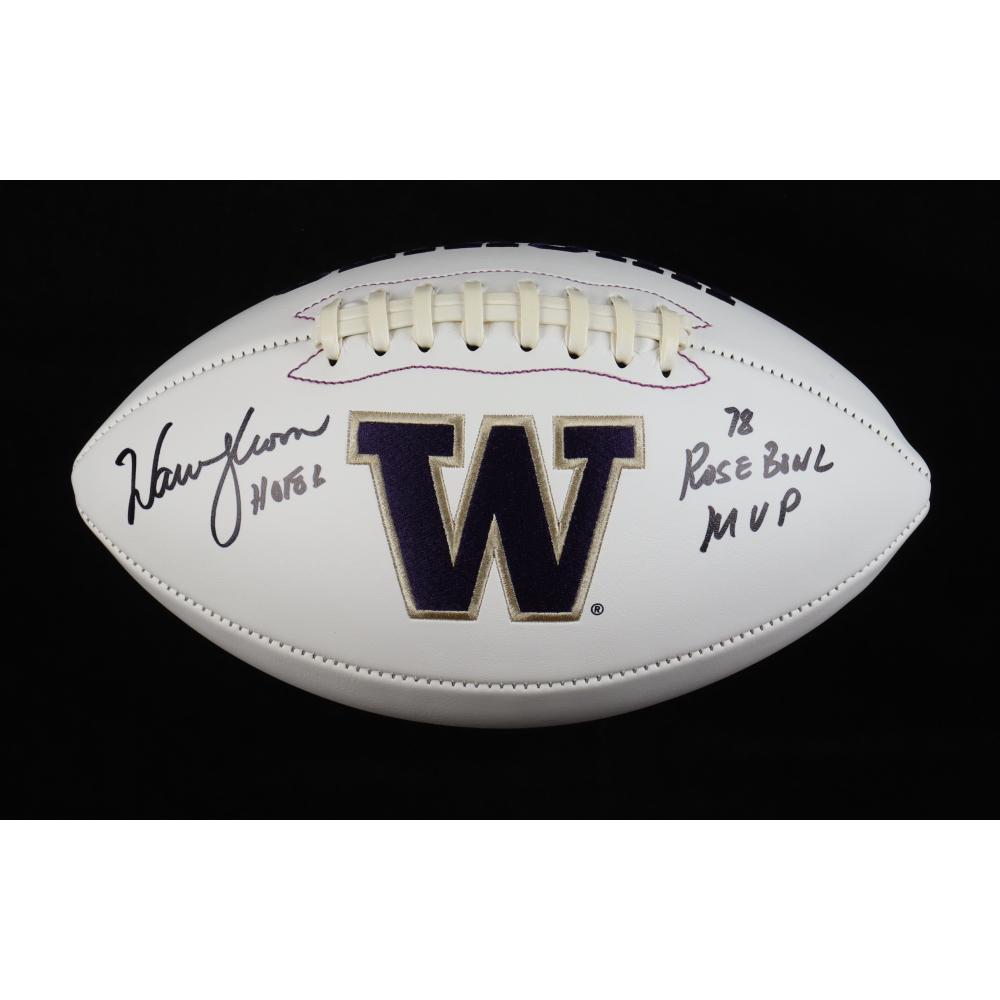 Warren Moon Signed Washington Huskies Logo Football Inscribed "78 Rose ...