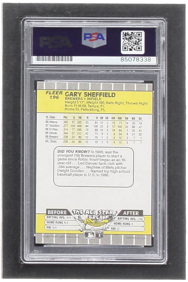 Gary Sheffield Signed 1989 Fleer #196 RC (PSA) | Pristine Auction