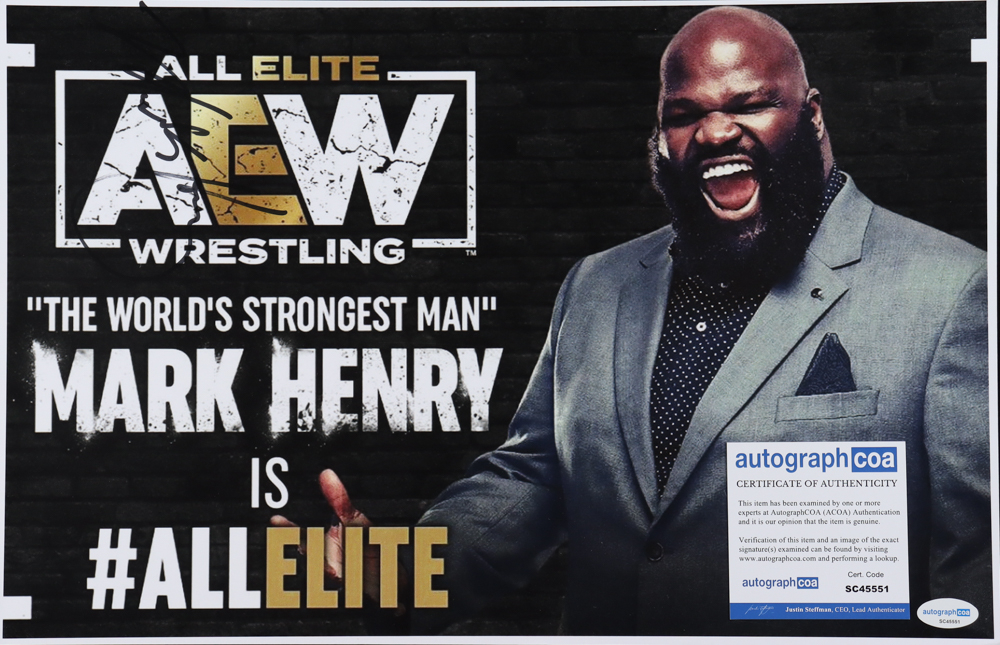 Mark Henry Signed AEW 11x17 Photo (ACOA) | Pristine Auction