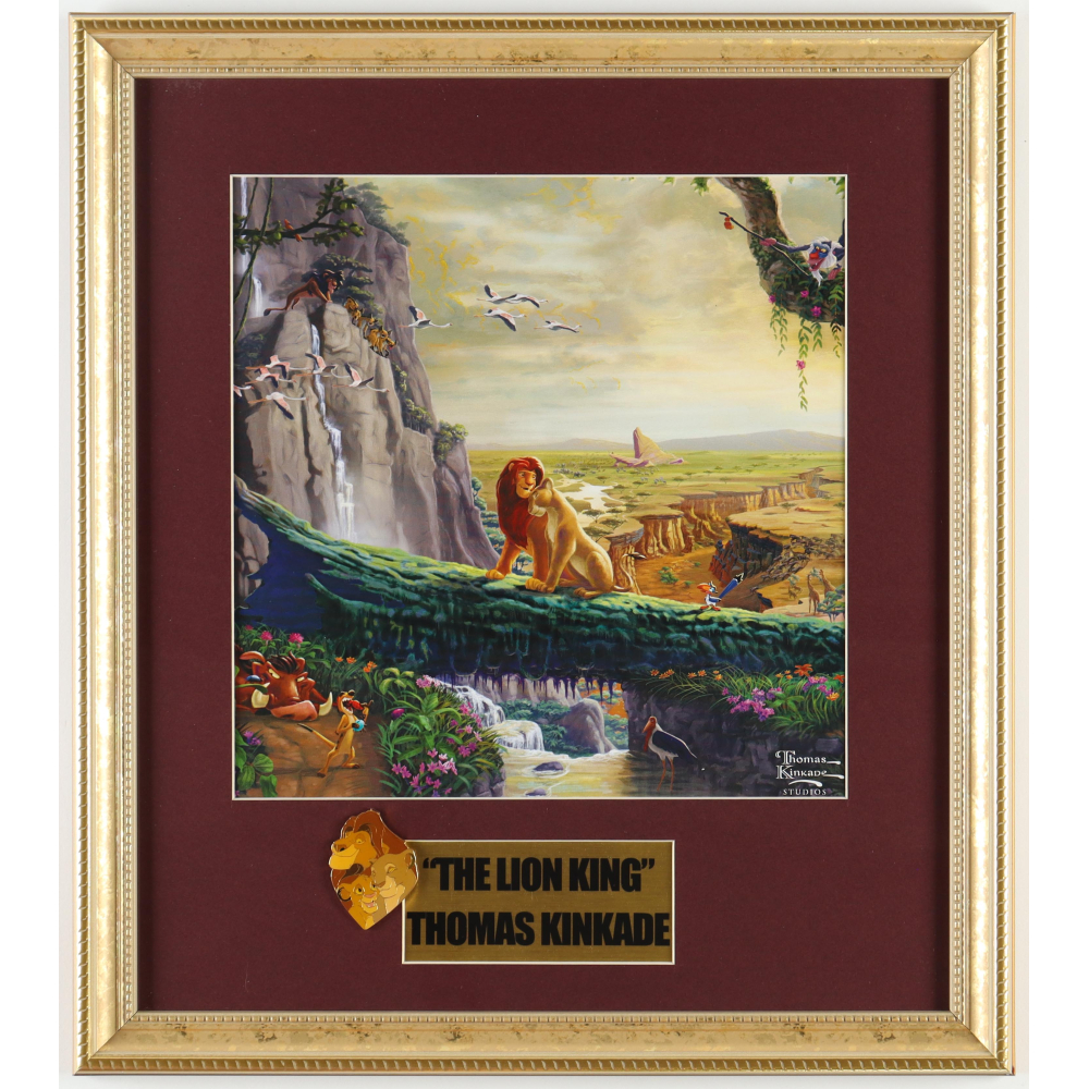 Thomas Kinkade "The Lion King" Custom Framed Print Display with Retired ...