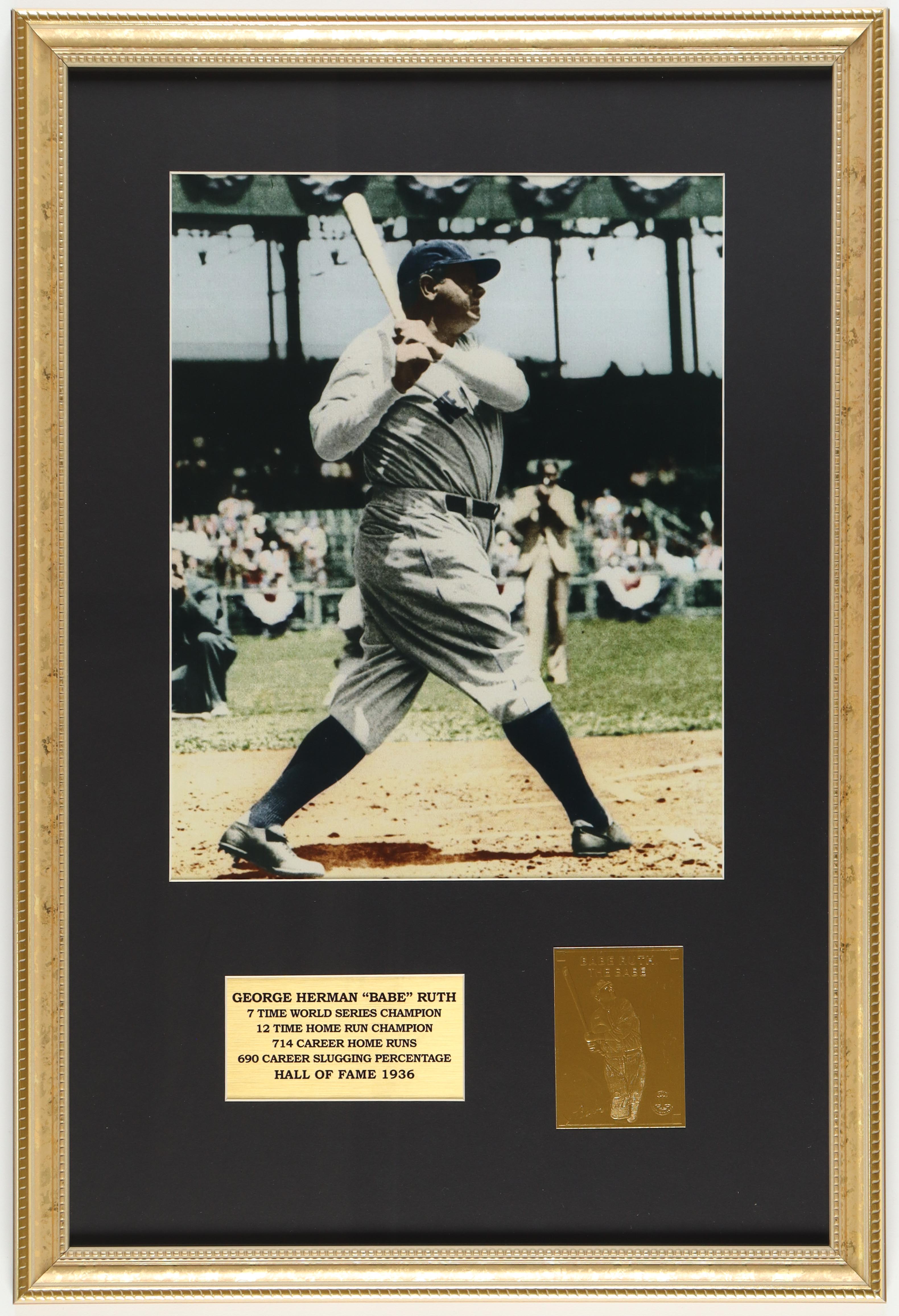 Babe Ruth Custom Framed Colorized Art Print Display with 23 Karat Gold ...