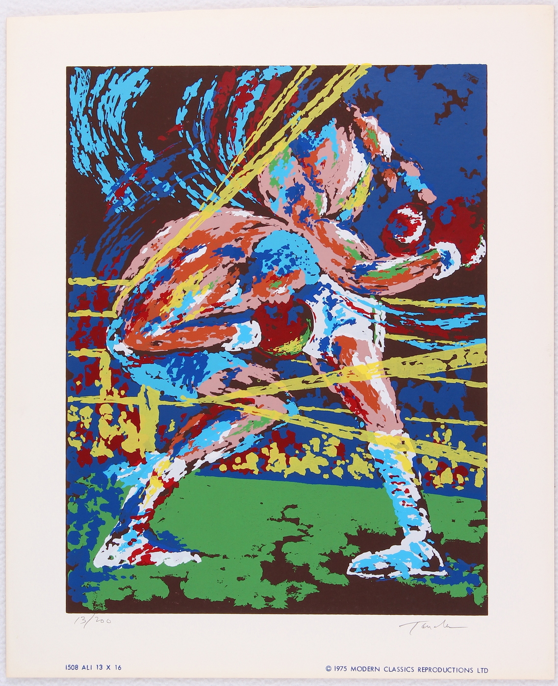 Ted Tanabe Signed LE 1975 "Ali Knock Out" 13x16 Serigraph (PA LOA ...