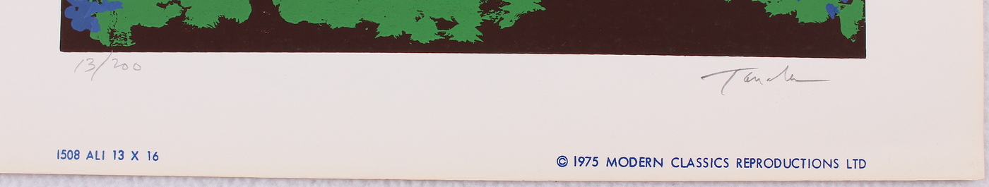 Ted Tanabe Signed LE 1975 "Ali Knock Out" 13x16 Serigraph (PA LOA ...