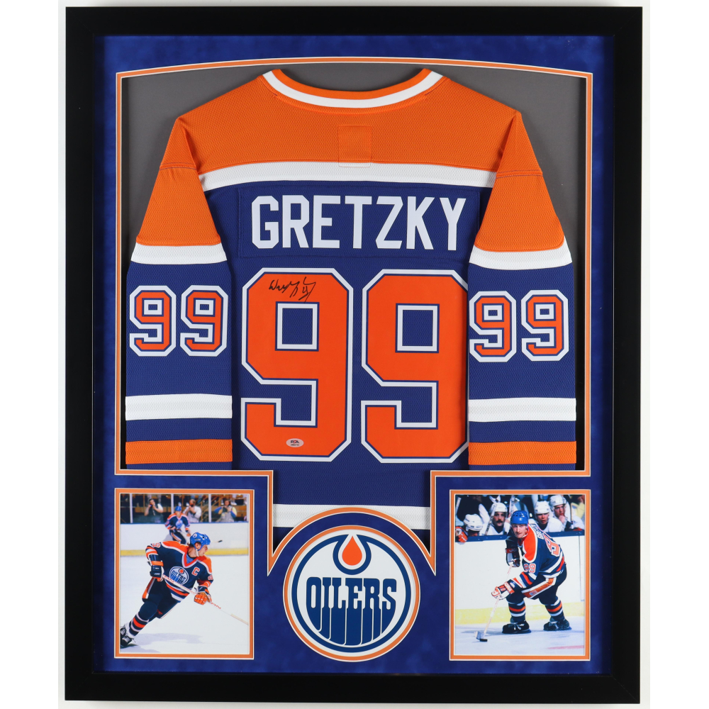 Wayne Gretzky Signed Oilers Custom Framed Jersey Display (PSA ...