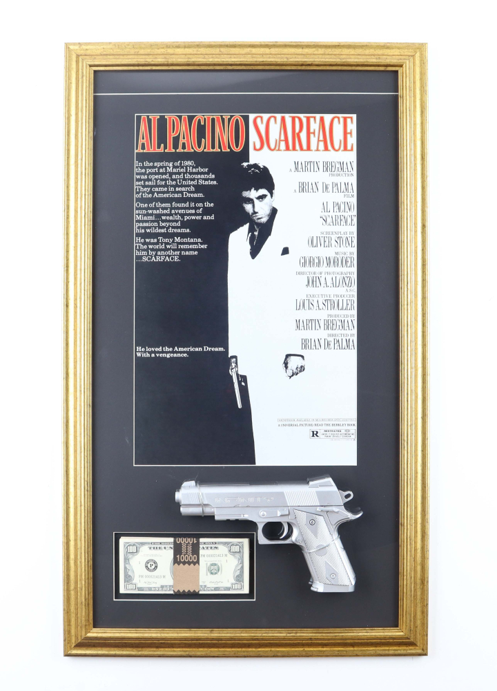 "Scarface" Custom Framed Movie Poster Display with Movie Prop Replica ...