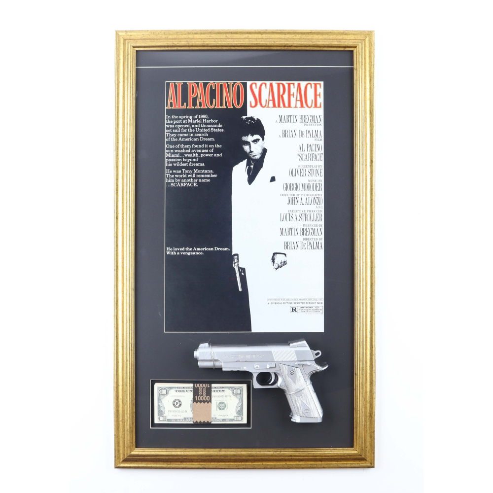 "Scarface" Custom Framed Movie Poster Display with Movie Prop Replica ...