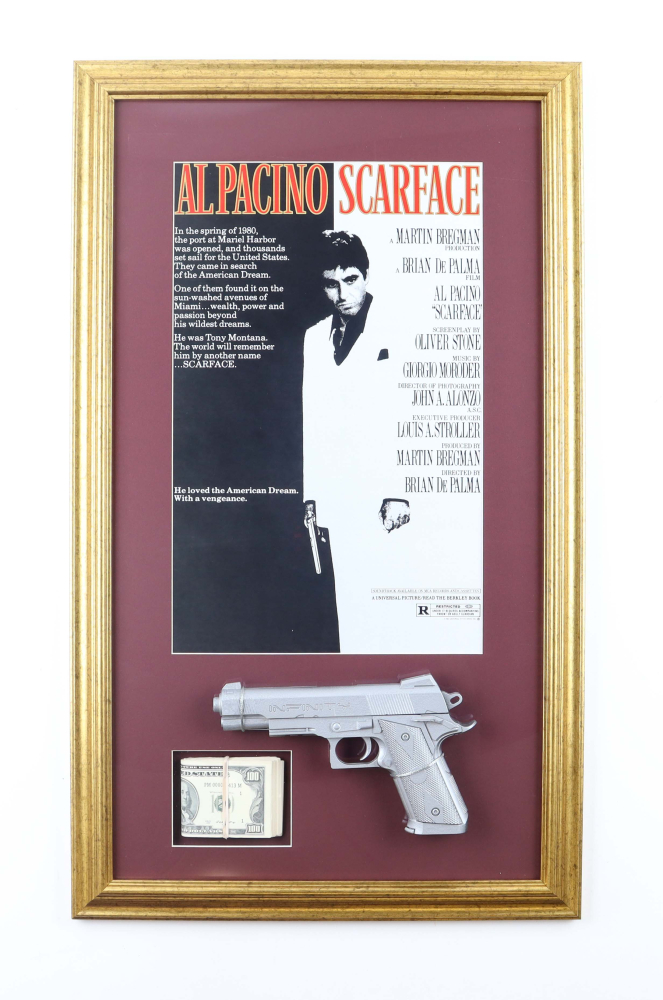 "Scarface" Custom Framed Movie Poster Display with Movie Prop Replica ...