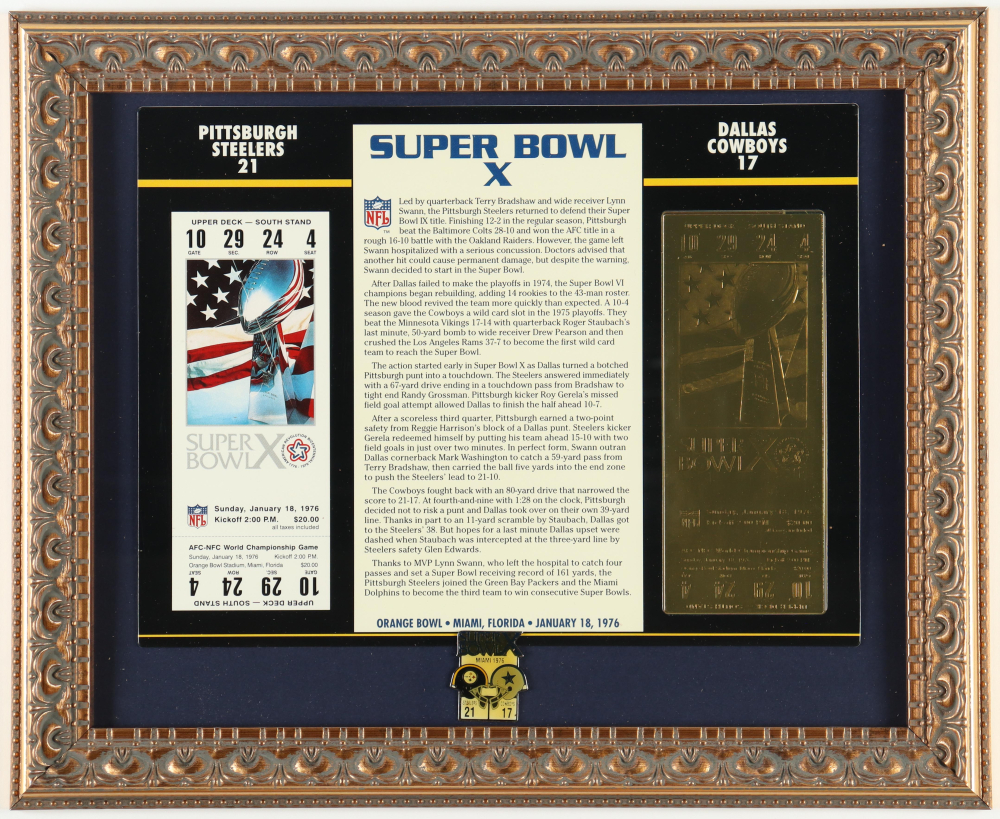 Super Bowl X Commemorative Custom Framed Pittsburgh Steelers Champions ...