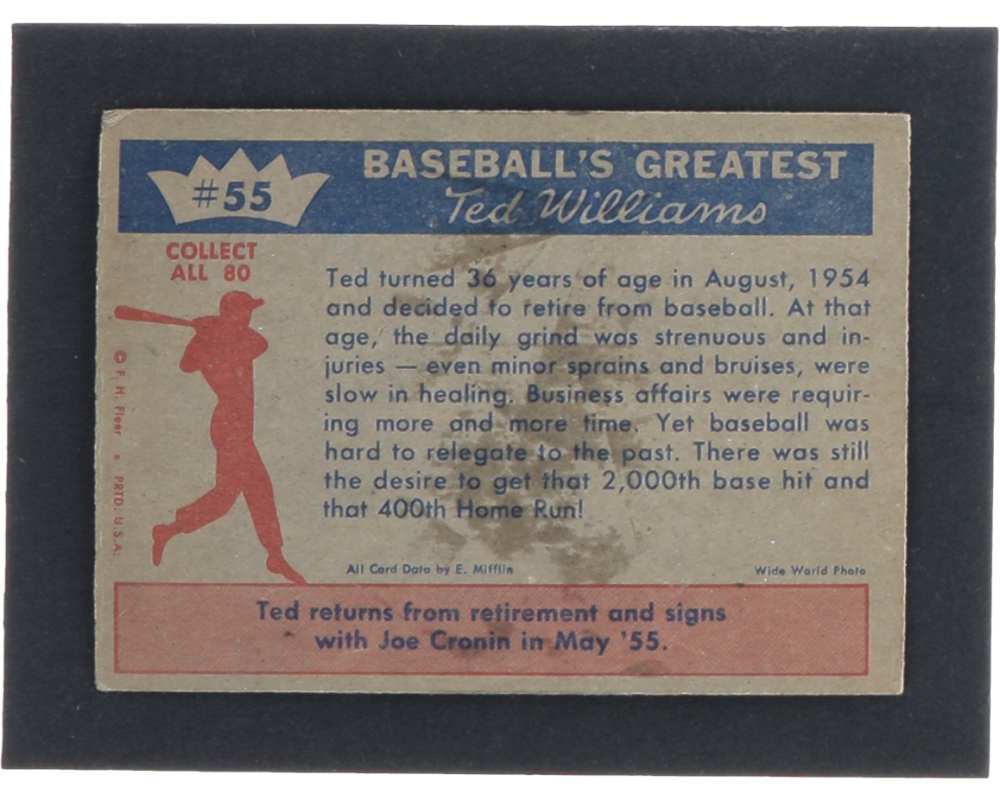 Retirement No Go 1959 Fleer Ted Williams #55 | Pristine Auction