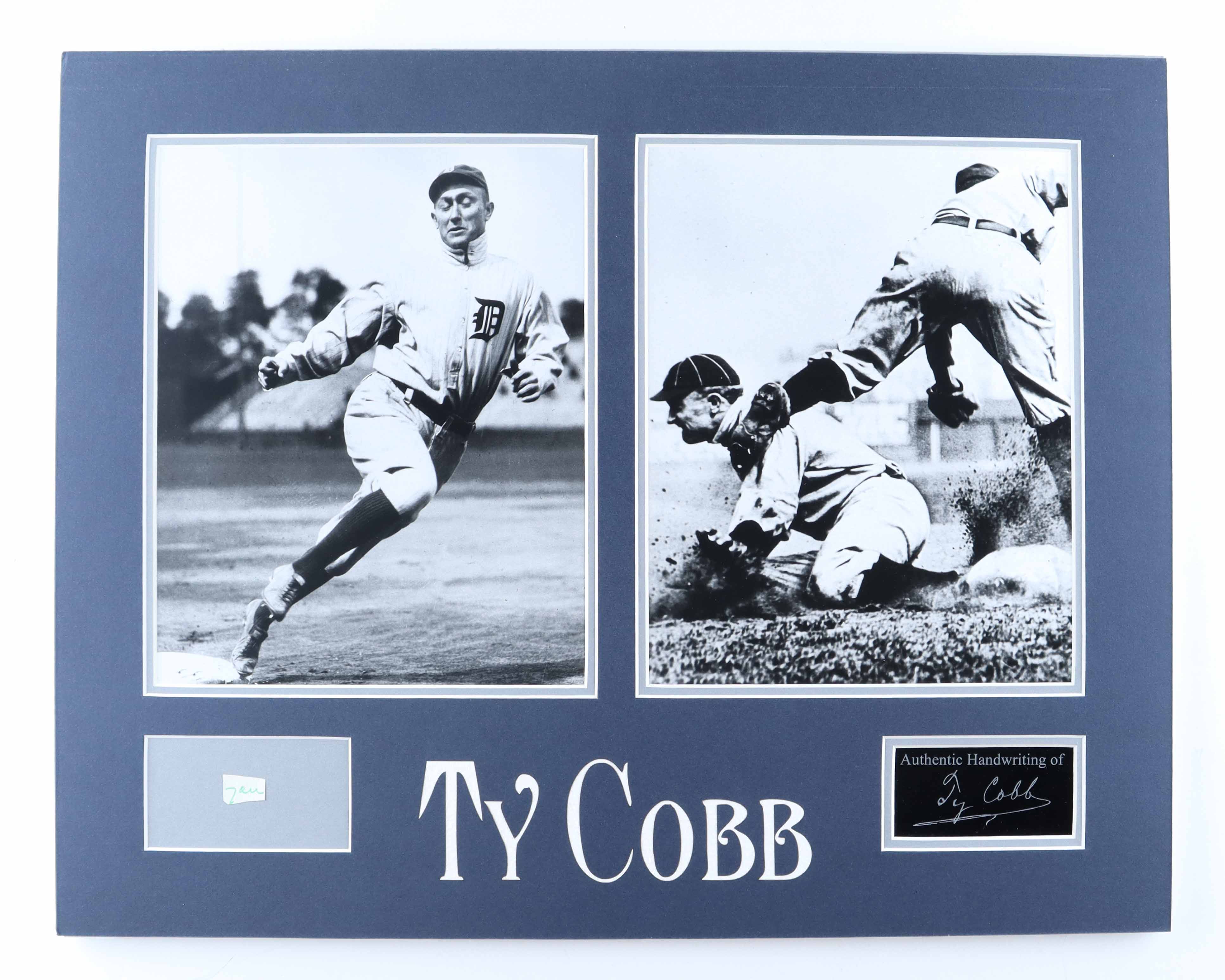Ty Cobb Hand-Written Tigers Custom Matted Cut Display (PSA) | Pristine ...