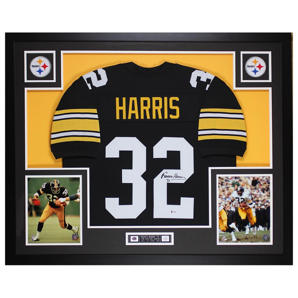 Franco Harris Signed Custom Framed Jersey Display (Beckett) | Pristine ...