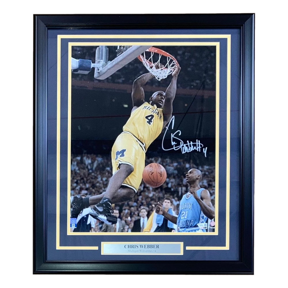 Chris Webber Signed Michigan Wolverines Custom Framed Photo (Fanatics ...