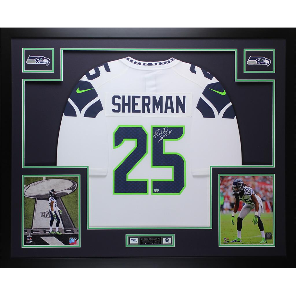 Richard Sherman Signed Seahawks Custom Framed Jersey Display (Sherman ...