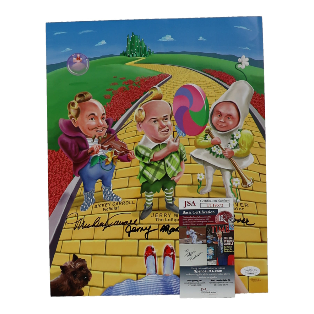 Mickey Carroll, Jerry Maren & Karl Slover Signed "The Wizard of Oz ...