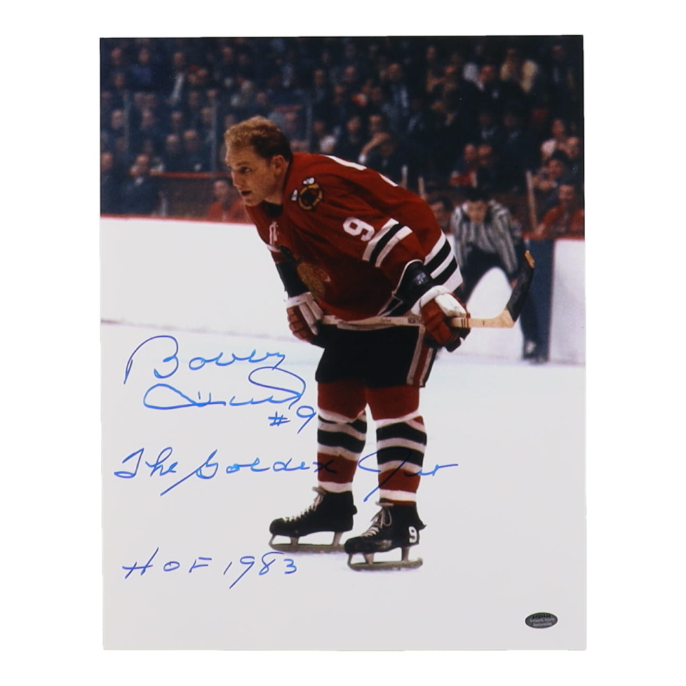Bobby Hull Signed Blackhawks 11x14 Photo Inscribed "HOF 1983" & "The ...