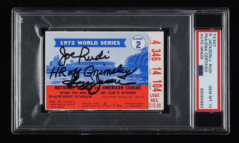 Reggie Jackson & Joe Rudi Signed 1972 World Series Ticket (PSA GEM Mint ...