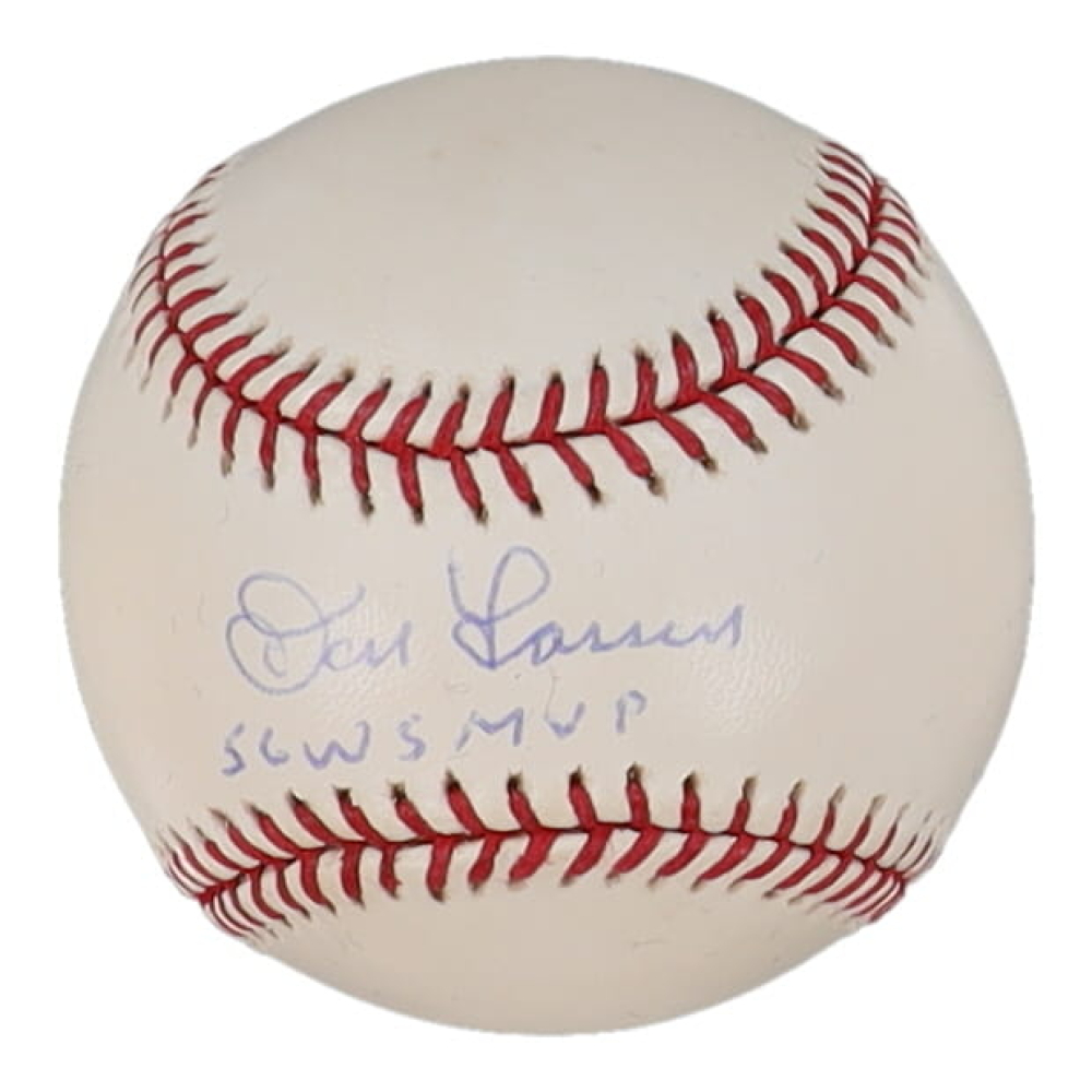 Don Larsen Signed OML Baseball Inscribed "56 WS MVP" (Reggie Jackson ...