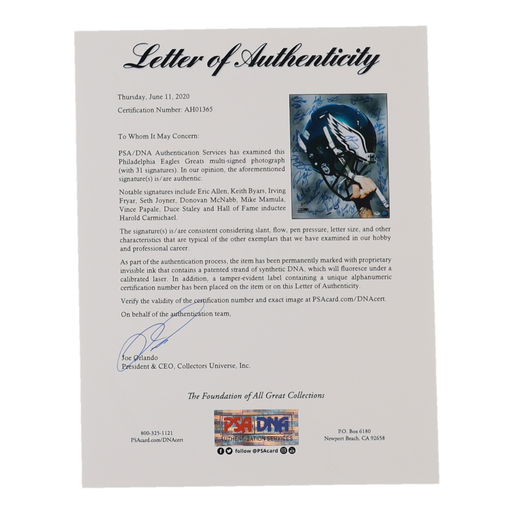 Eagles 16x20 Photo Signed by (31) with Donovan McNabb, Harold ...