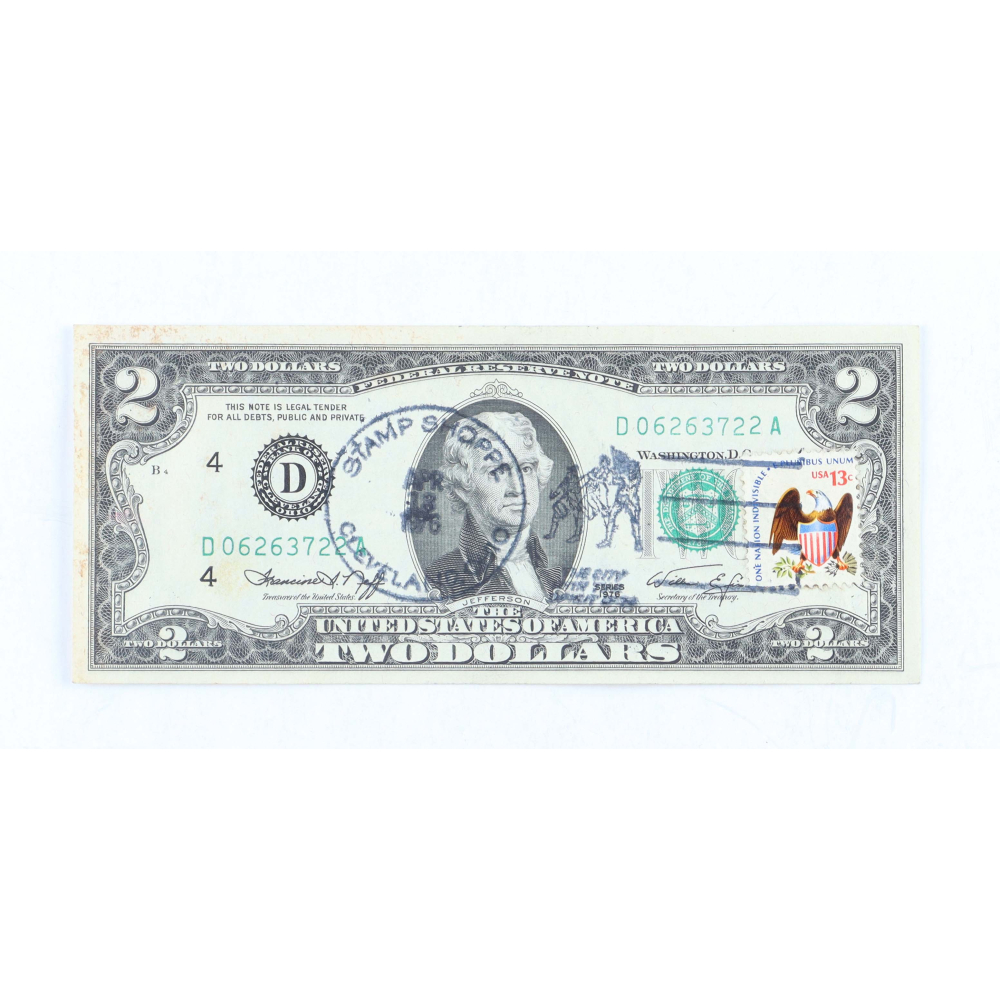 1976 First Day Issue $2 Two Dollars Legal Tender Banknote with U.S ...