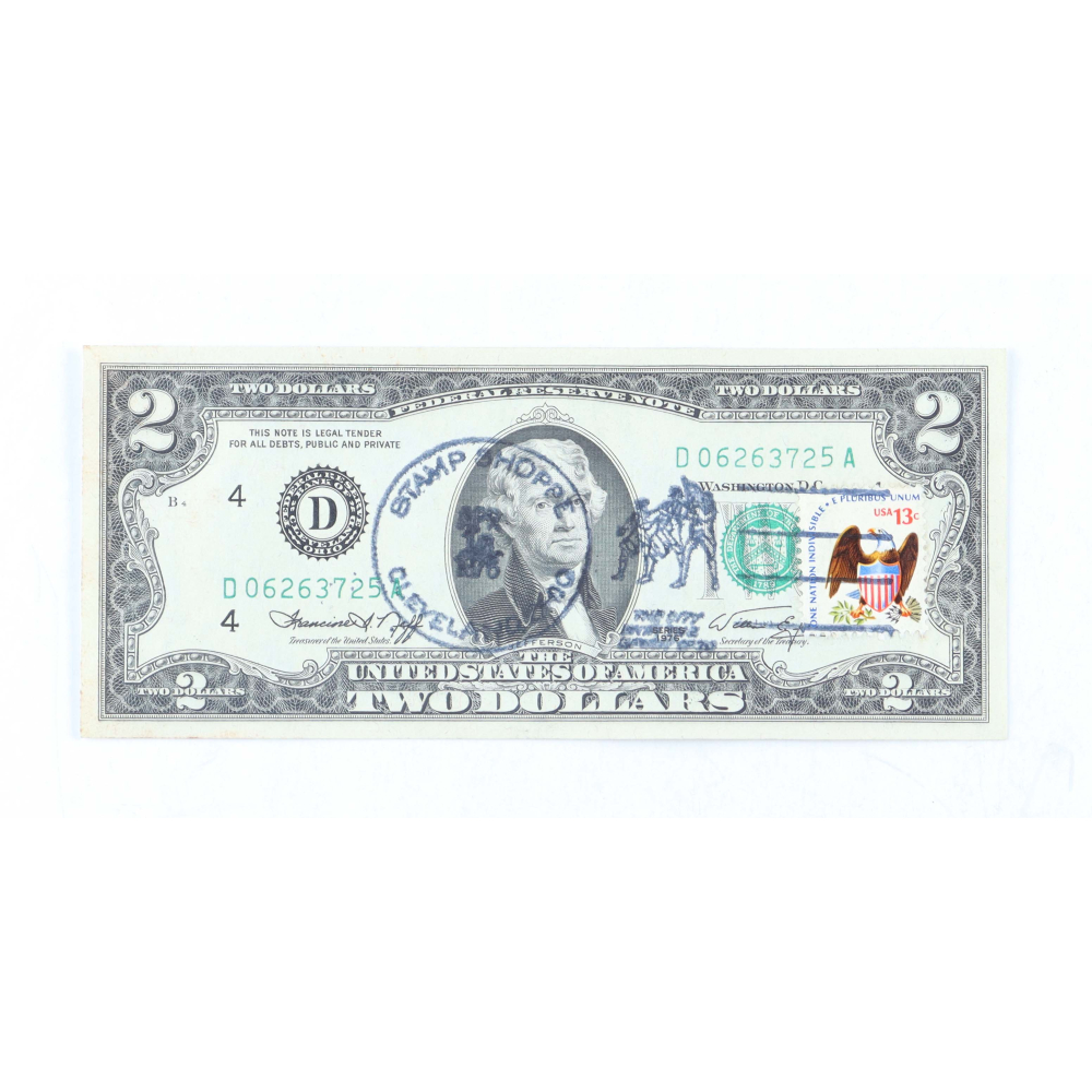 1976 First Day Issue $2 Two Dollars Legal Tender Banknote with U.S ...