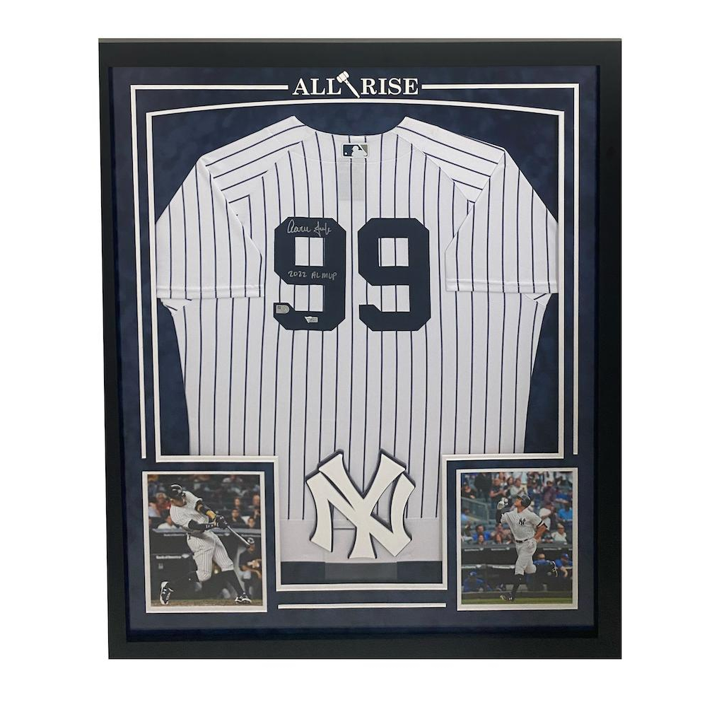Aaron Judge Signed Yankees Custom Framed Jersey Display Inscribed "2022 ...