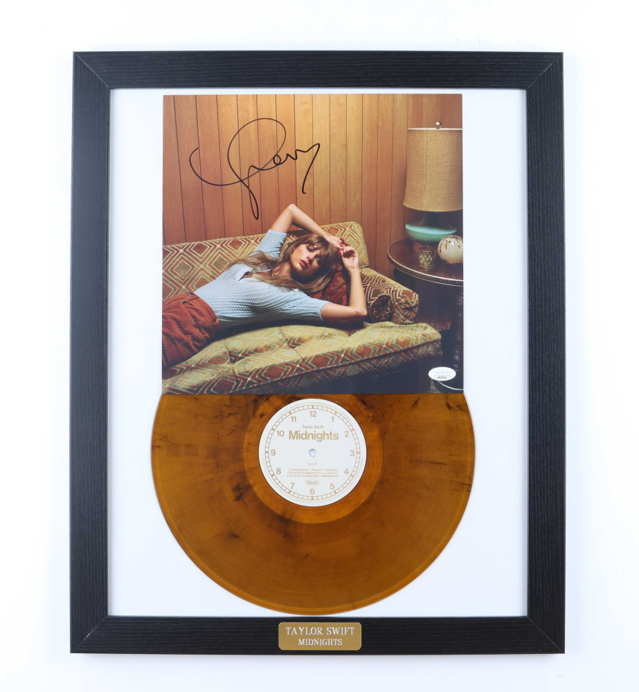 Taylor Swift Signed Custom Framed "Midnights" Vinyl Album Cover Display ...